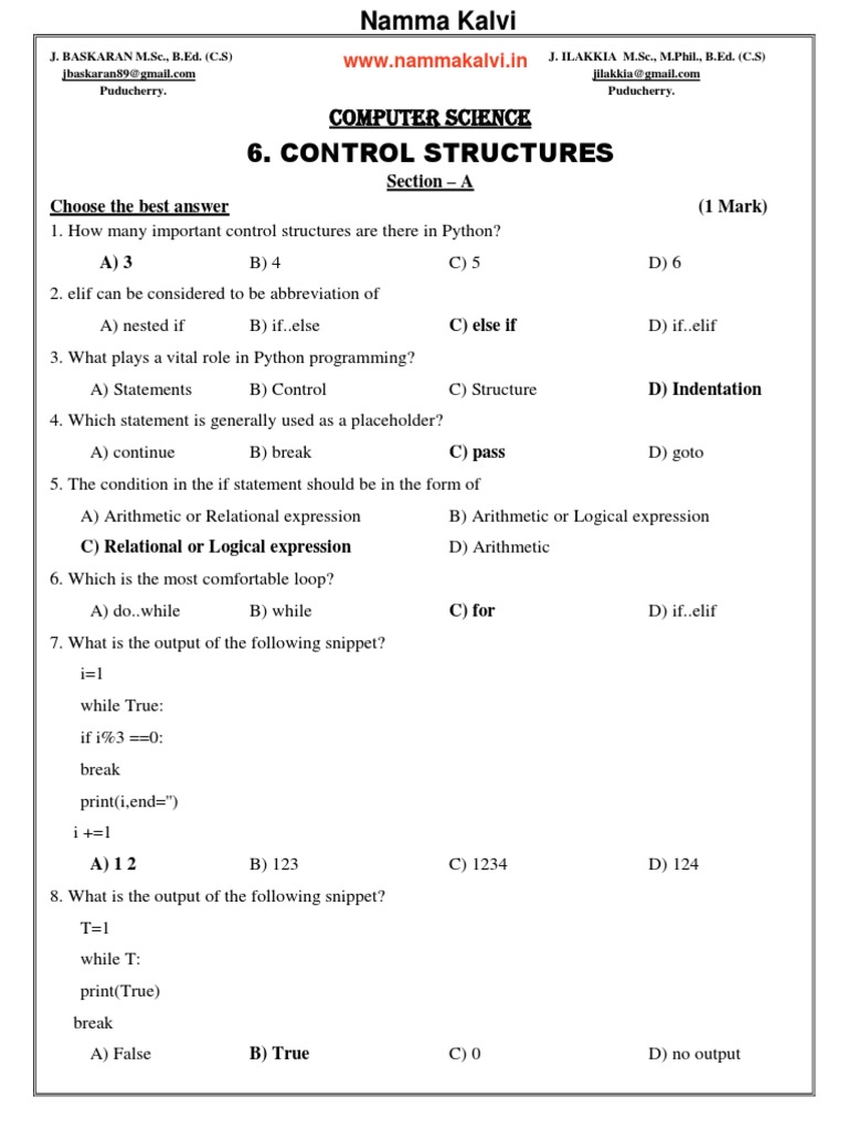 Namma Kalvi 12th Computer Science Chapter 6 Study Material em 214987 ...