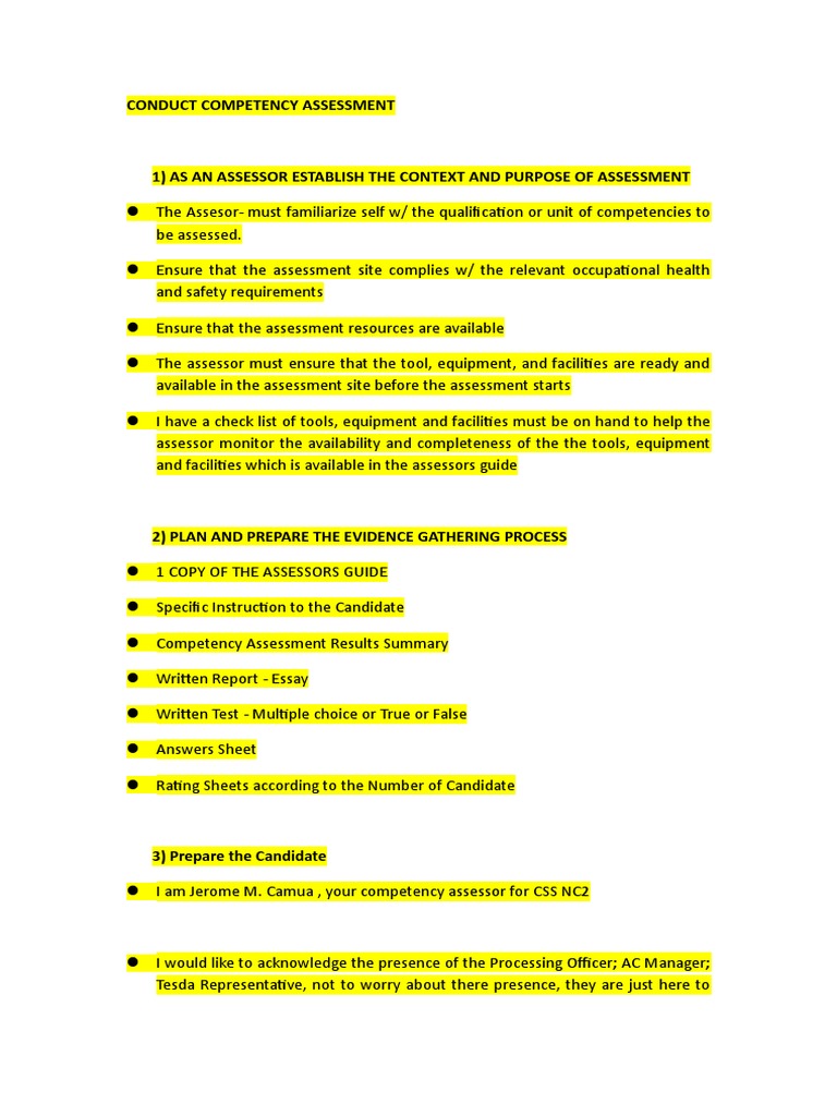 Competency Assessment Procedure Guide | PDF | Validity (Statistics ...