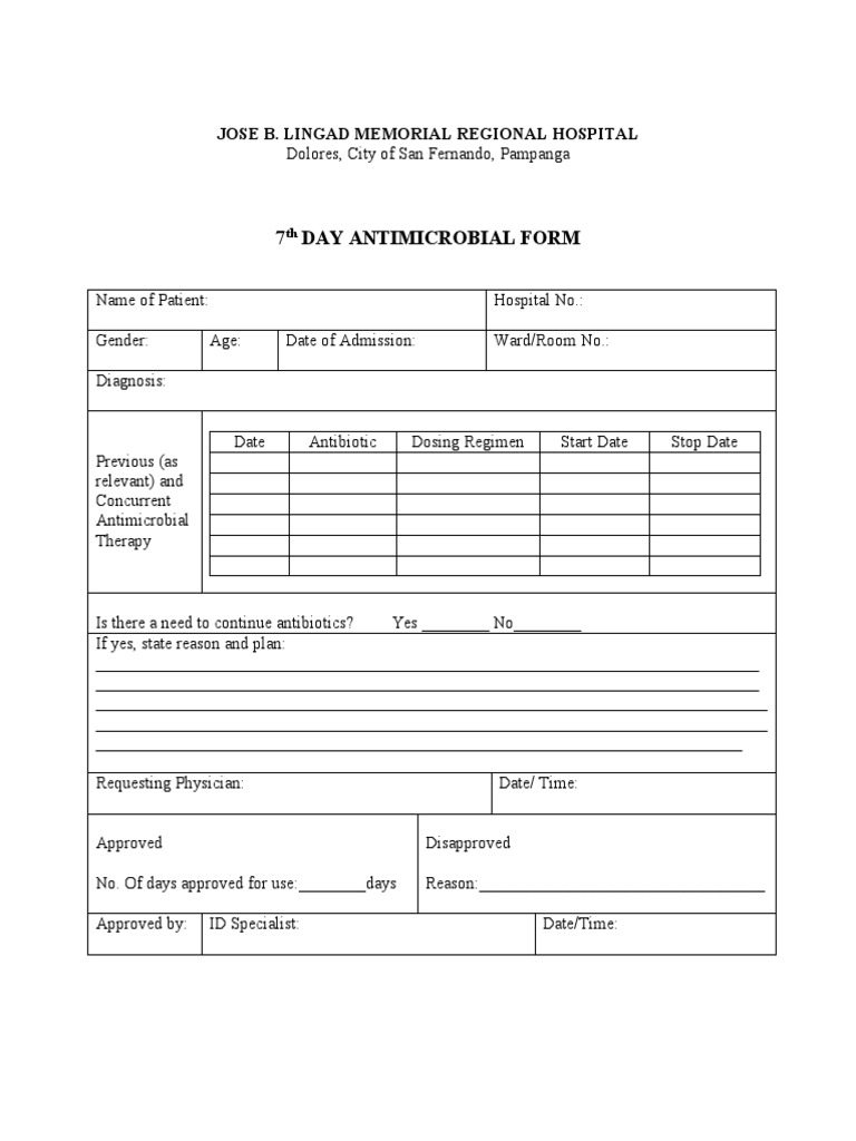 7th Day Antimicrobial Form | PDF
