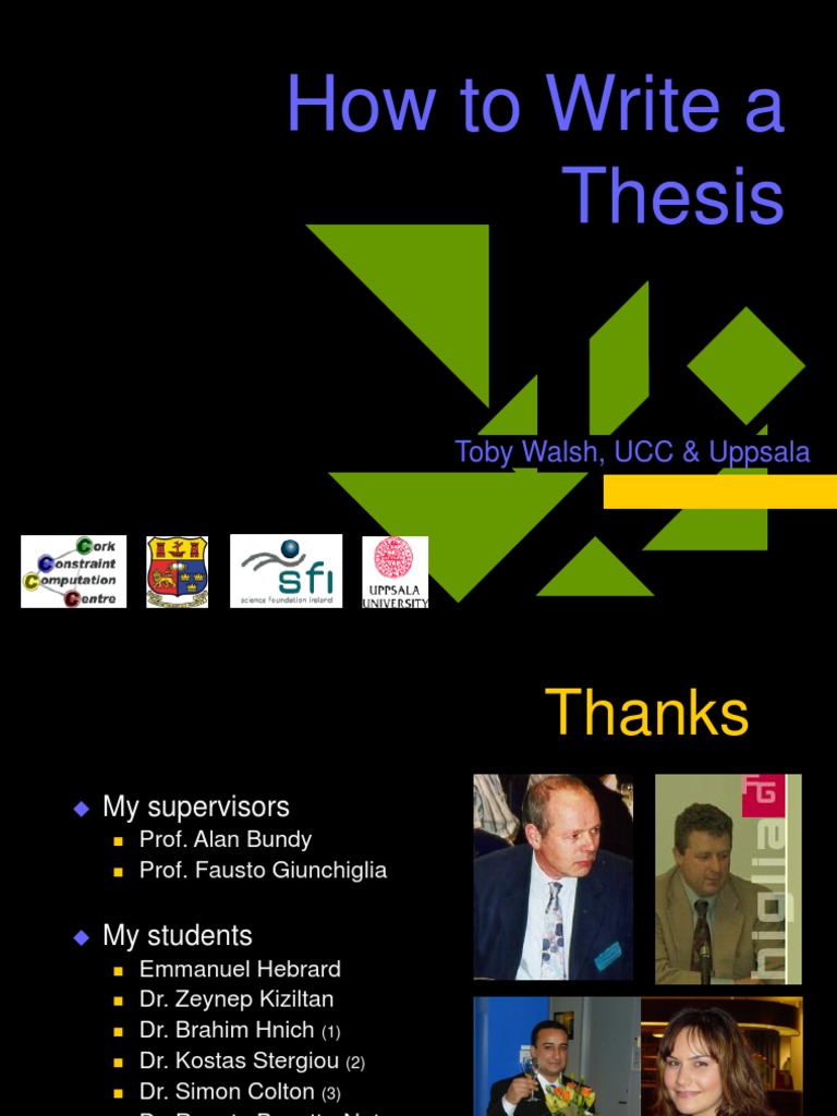 How To Write A Thesis: Toby Walsh, UCC & Uppsala | Download Free PDF ...