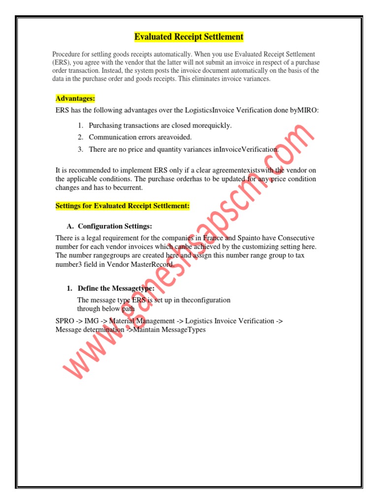 Evaluated Receipt Settlement | PDF | Receipt | Invoice