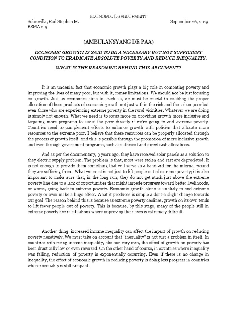 Econ Reflection | PDF | Extreme Poverty | Poverty