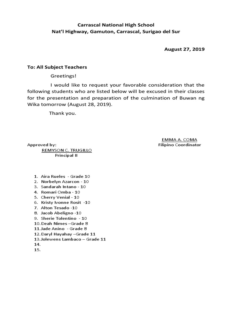 Carrascal National High School Filipino | PDF