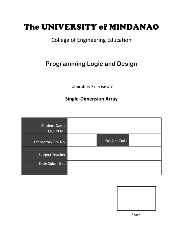 Laboratory 7 Single D Array Pdf Pdf Array Data Structure Data Type