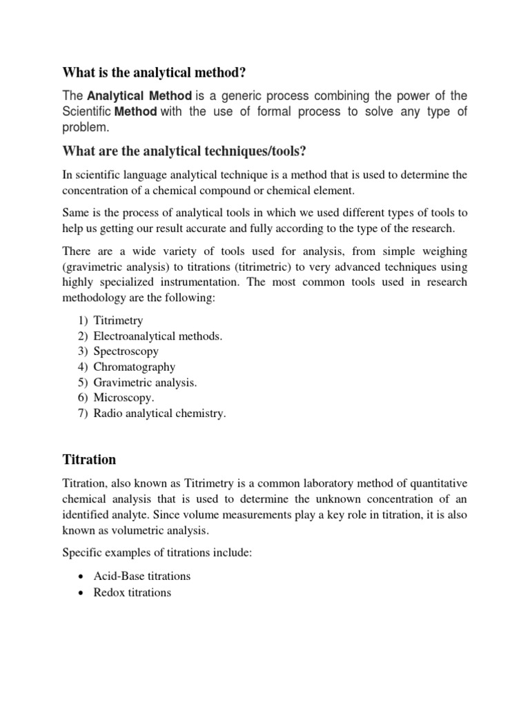 Analytical Methodology in Research | PDF | Chromatography | Analytical ...
