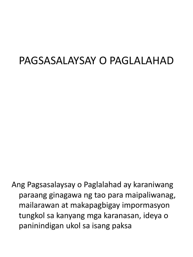 Pagsasalaysay o Paglalahad | PDF