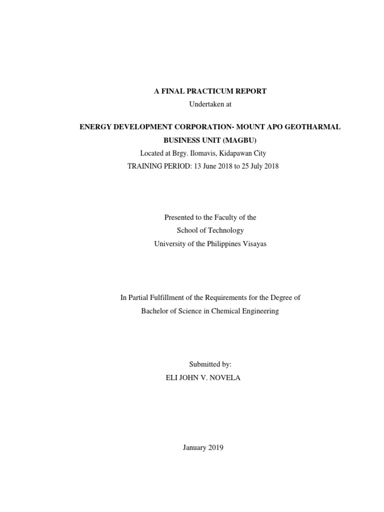 A Final Practicum Report: Located at Brgy. Ilomavis, Kidapawan City TRAINING PERIOD: 13 June ...