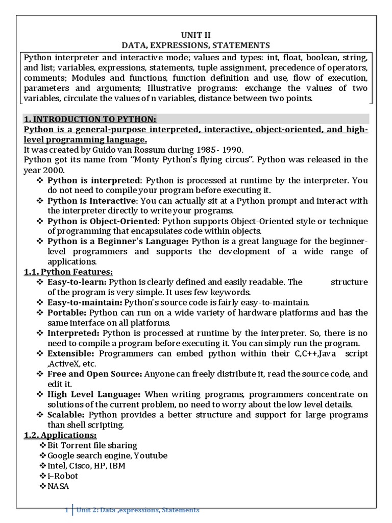 Data Expressions In Python Pdf Parameter Computer Programming Subroutine
