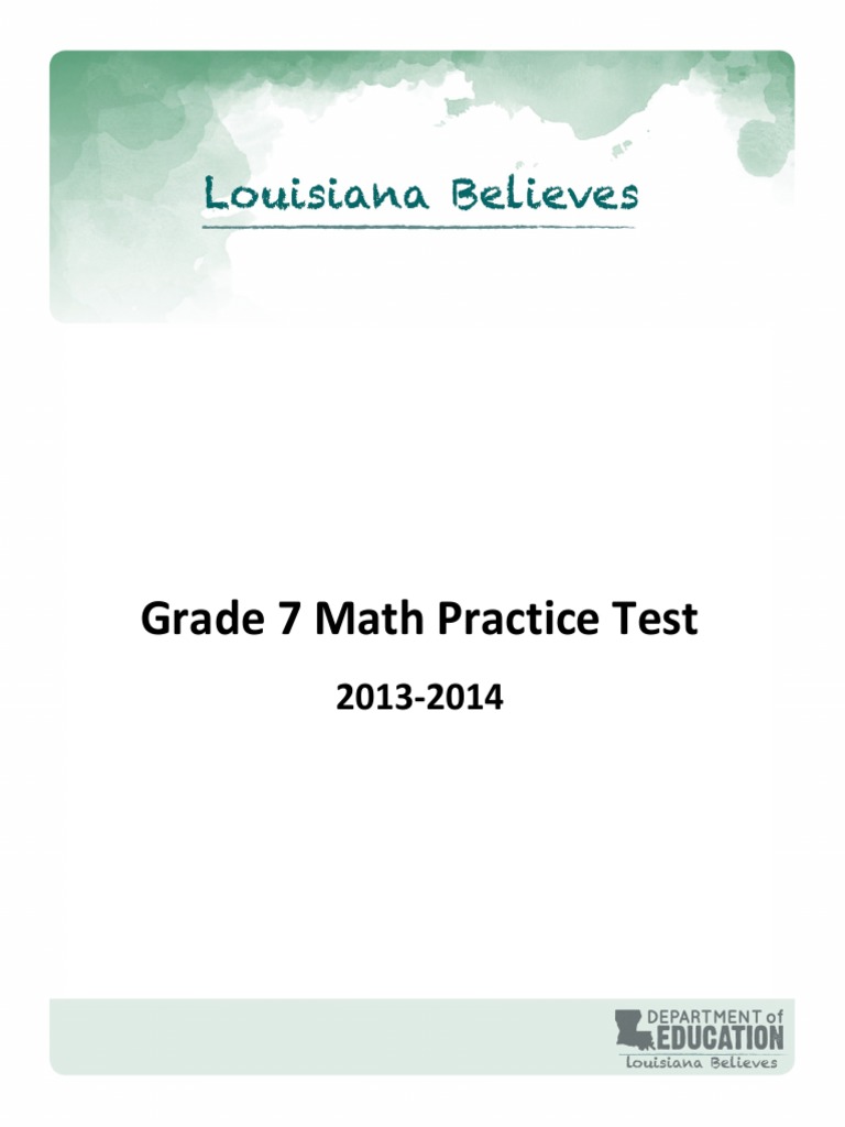 Practice Test Math Grade 7 PDF | PDF