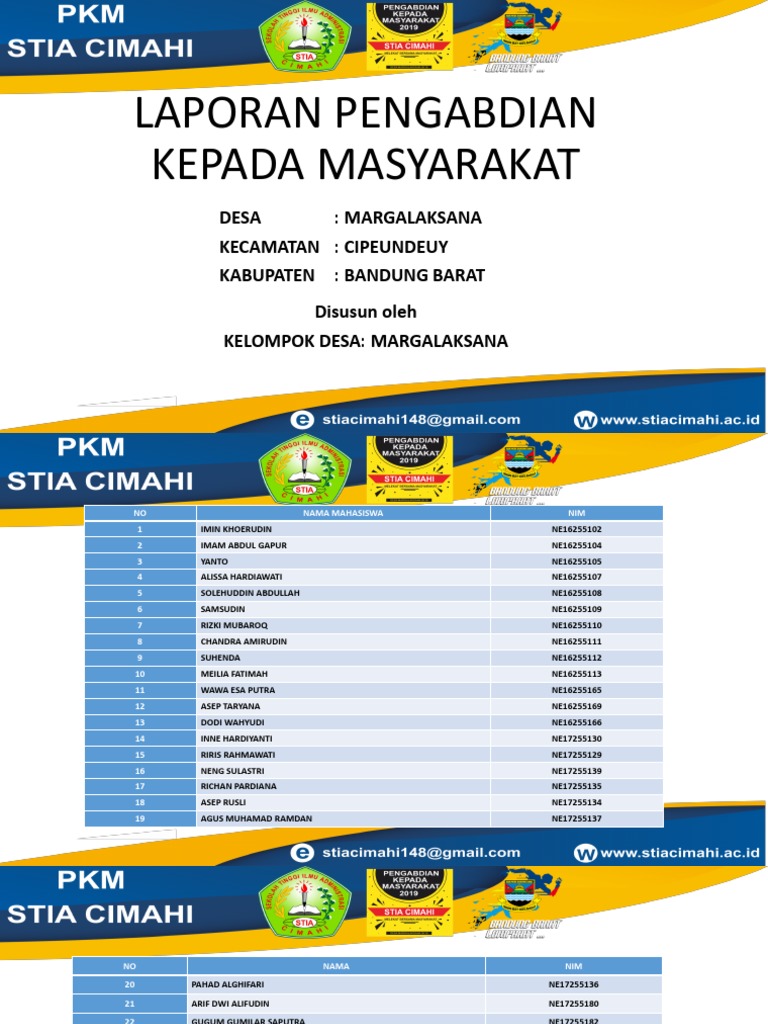 Laporan PKM STIA Cimahi di Margalaksana | PDF | Ilmu Sosial