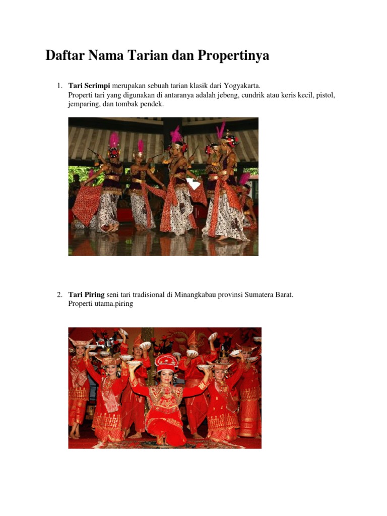 Tarian Tarian Nusantara Beserta Properti Yang Digunakannya | PDF