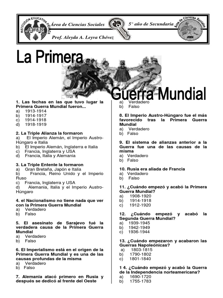 Alianzas y Causas de la Primera Guerra Mundial | PDF | imperio Alemán ...