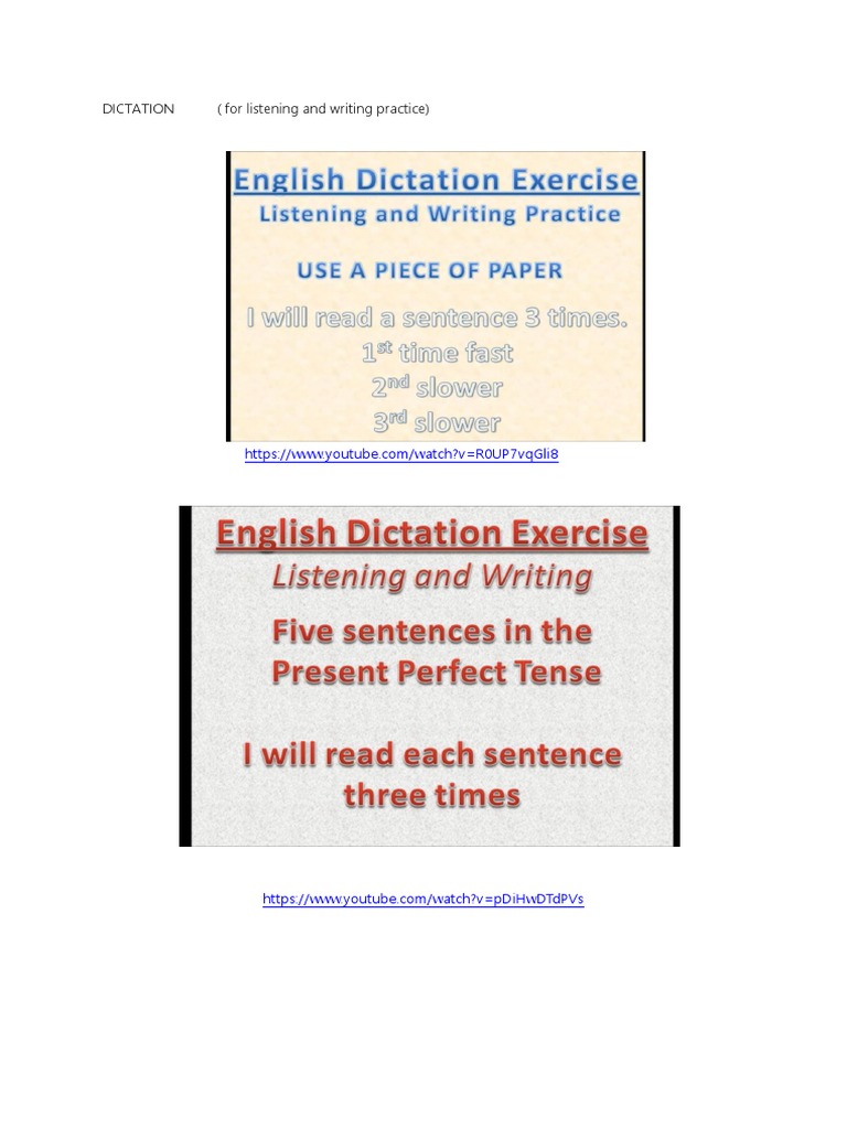 English Dictation Practice Resources | PDF