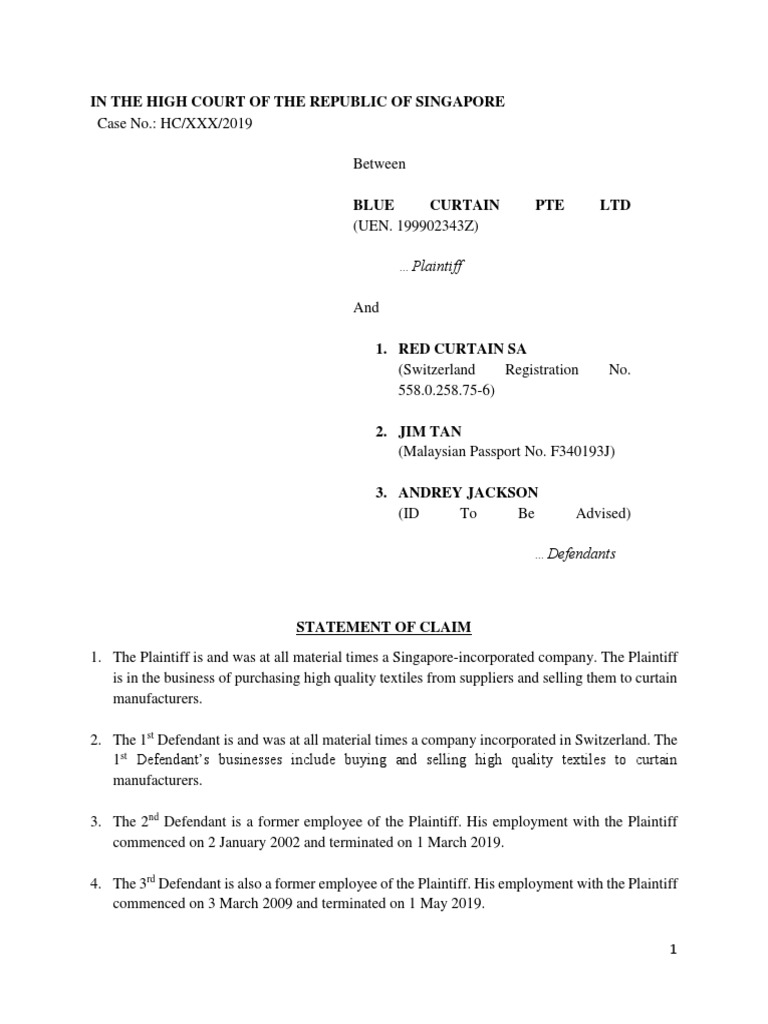 Sample Statement of Claim | PDF | Business | Damages