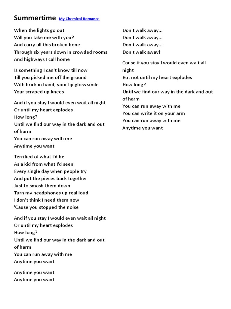 Summertime My Chemical Romance | PDF
