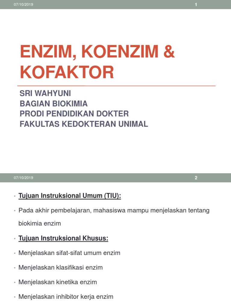 Enzim, Koenzim & Kofaktor | PDF | Sains & Matematika