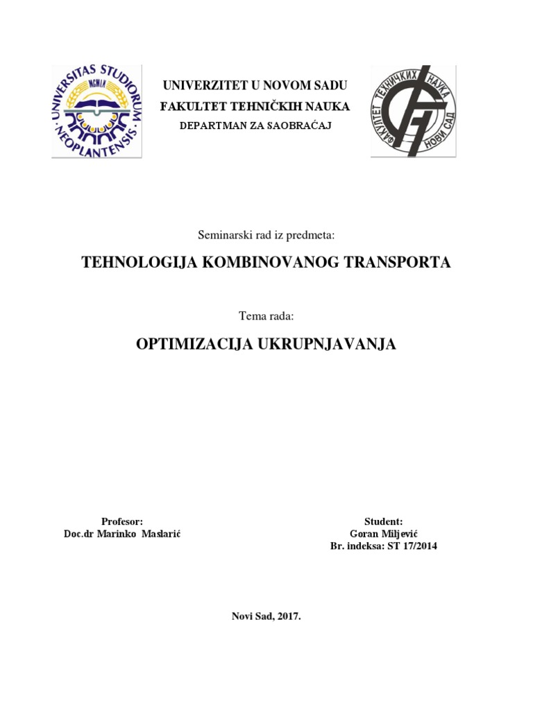 Tehnologija Kombinovanog Transporta Goran Miljevic | PDF