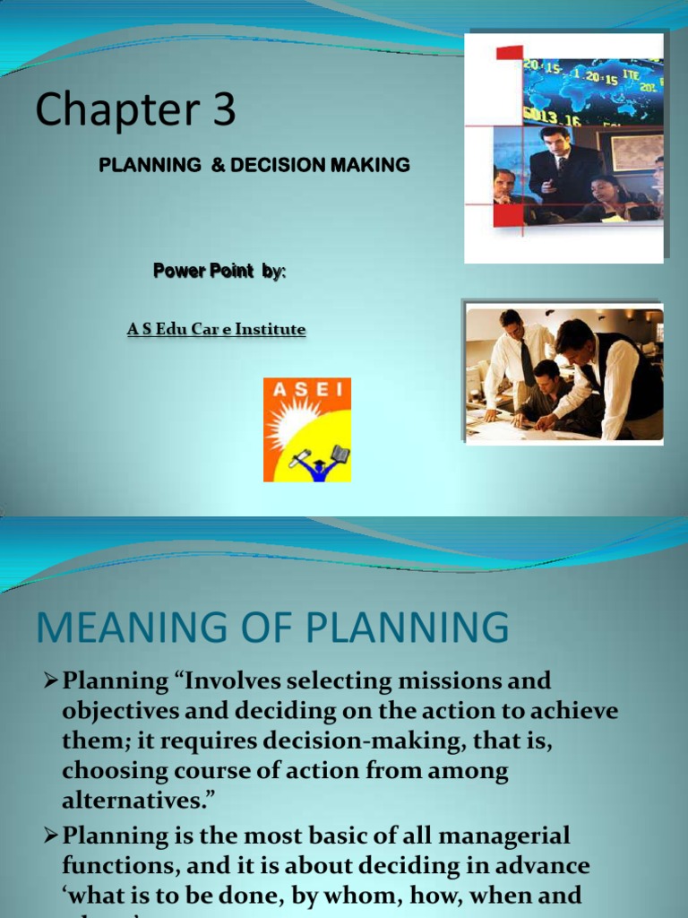 Planning & Decision Making: Power Point by | PDF | Goal | Planning