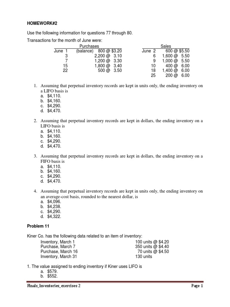 Exercises | PDF | Cost Of Goods Sold | Inventory Exercises | PDF | Cost Of Goods Sold | Inventory