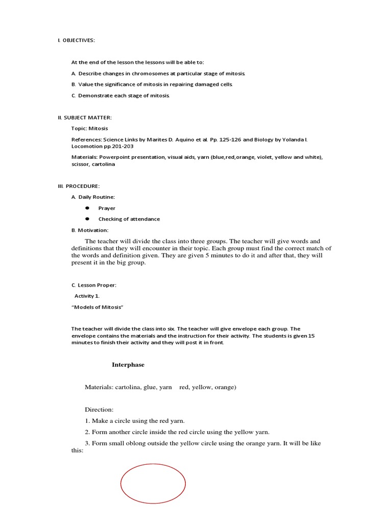 Mitosis Lesson Plan | PDF | Mitosis | Cell Cycle