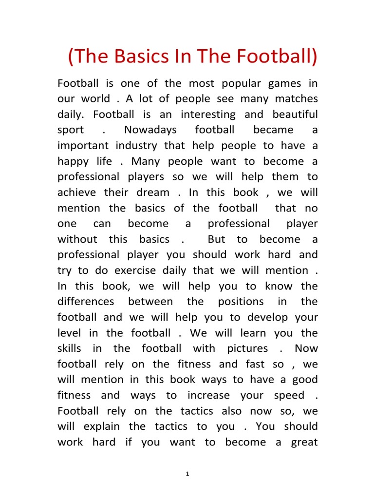 Football Basics for Aspiring Players | PDF | Forward (Association ...