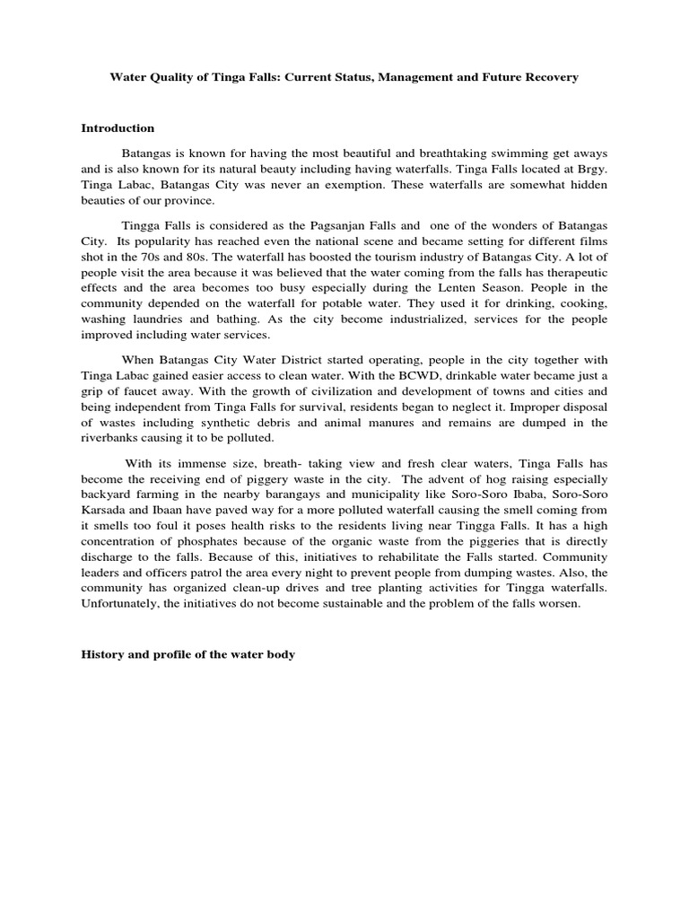 Tinga Falls | PDF | Drinking Water | Hydrology