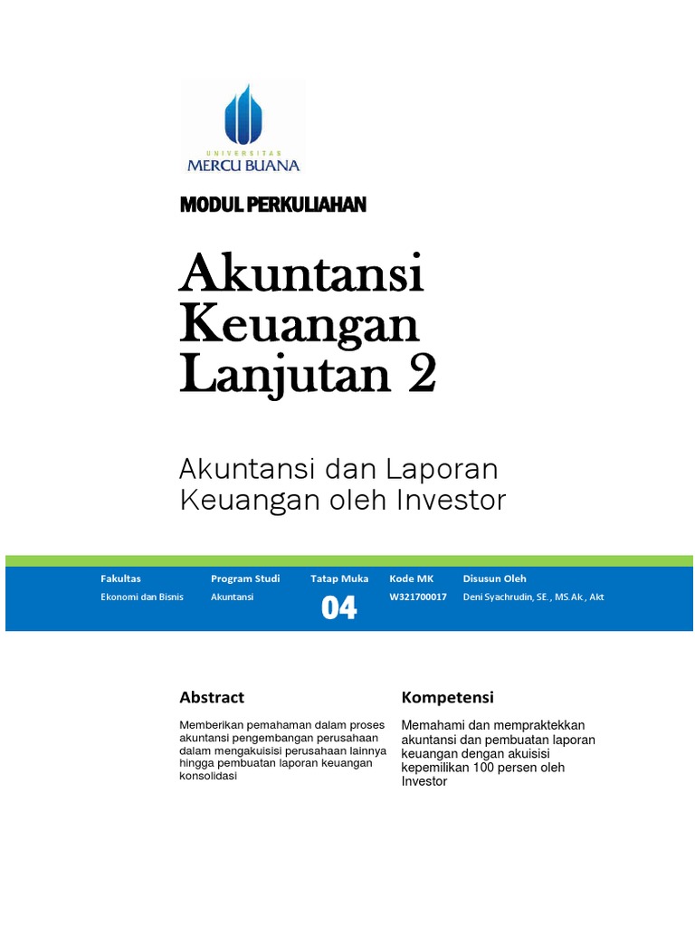 Modul Akuntansi Keuangan Lanjutan II (TM4) | PDF