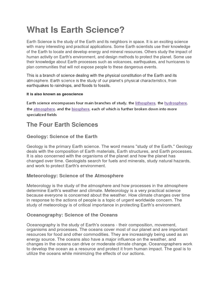 What Is Earth Science | PDF | Earth Sciences | Earth