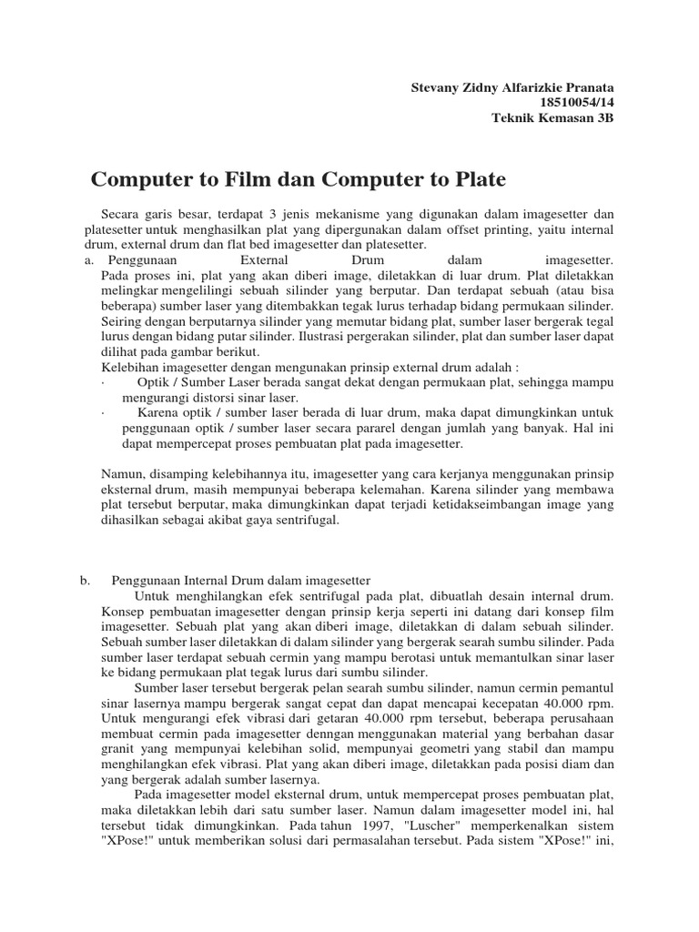 Computer To Film Dan Computer To Plate | PDF