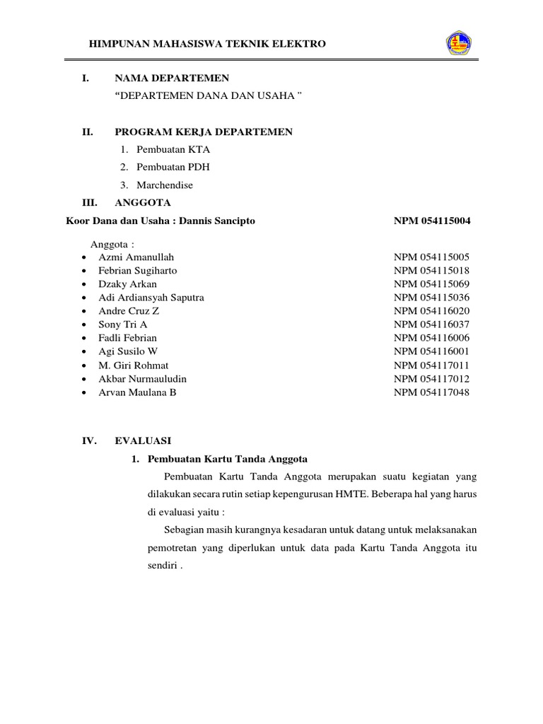 Contoh Laporan Danus ' | PDF