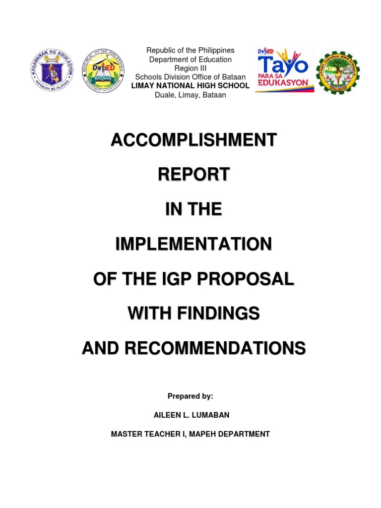 Igp Accomplishent Report Pattern | Download Free PDF | Paint | Paper