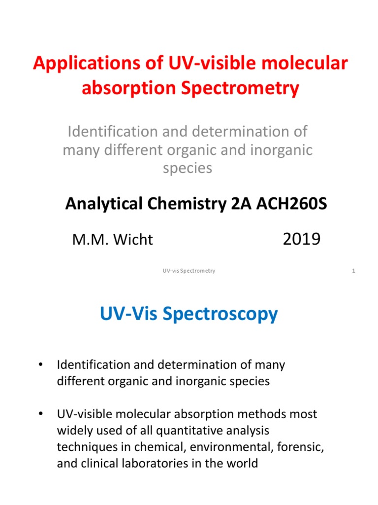 2019 UV-Vis Absorption Applications | PDF | Ultraviolet–Visible ...