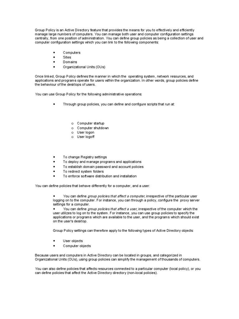 Group Policy | PDF | Group Policy | Active Directory