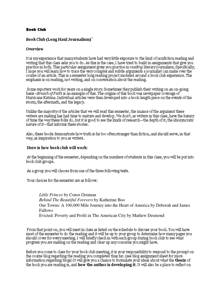 280 Book Club Fall 2018 | PDF | Books | Journalism