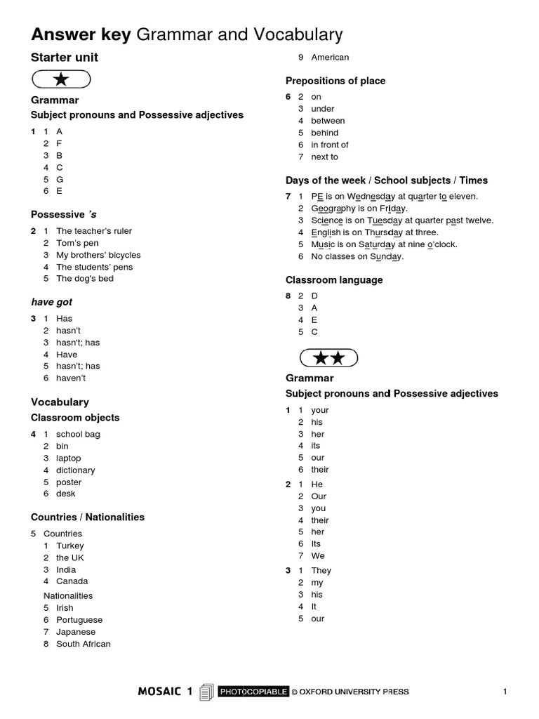 Mosaic Trd1 GV Key | Download Free PDF | Grammar | Morphology