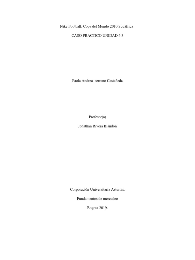 Caso Practico Unidad 3 FDM PDF | PDF | Nike | Marca