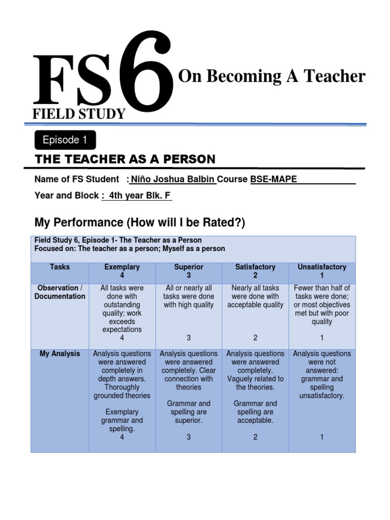 On Becoming A Teacher: Field Study | PDF | Compassion | Teachers