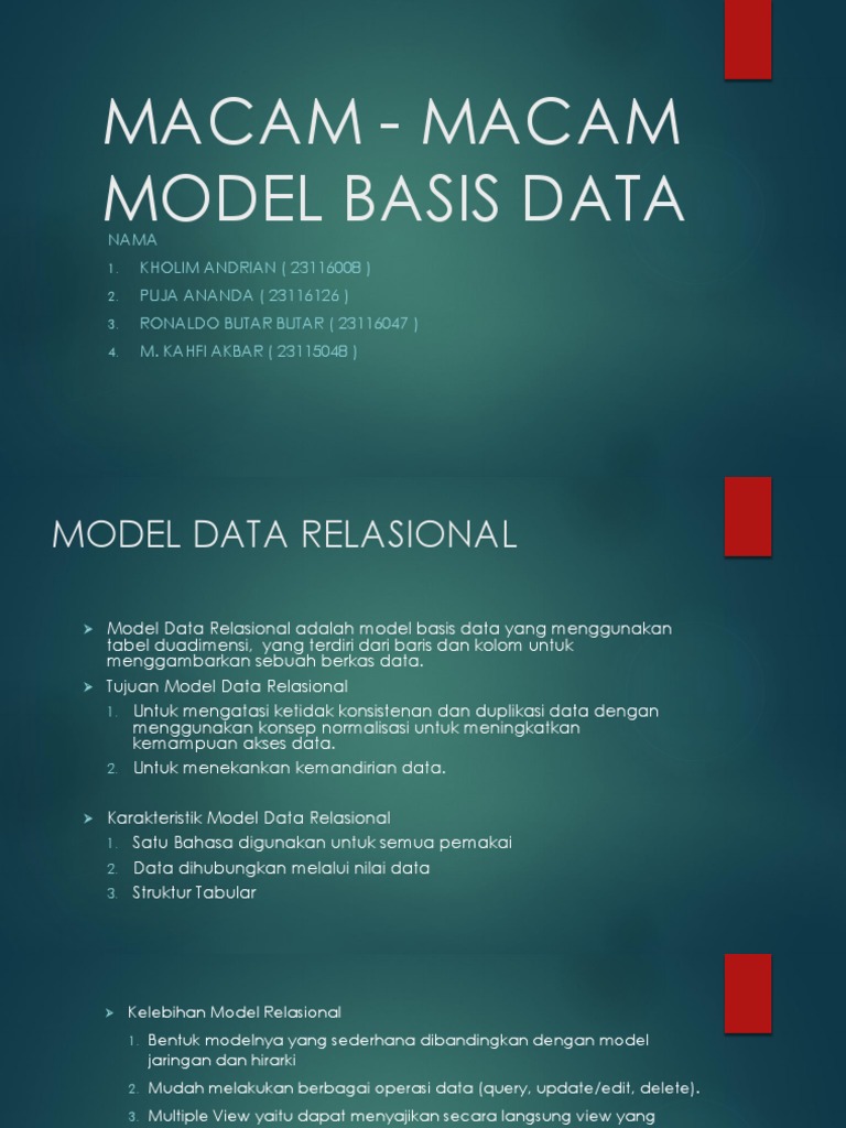 Model Basis Data: Relasional, Jaringan, Hirarki, dan Lainnya | PDF