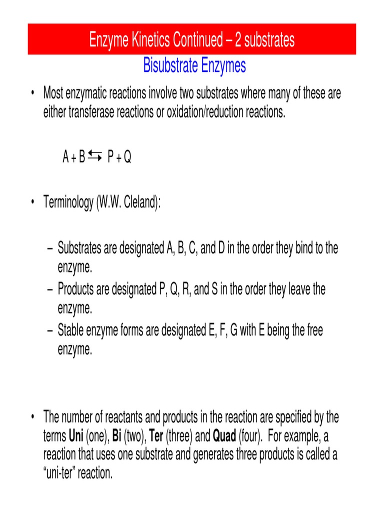02b Basic Equations Two Substrates | PDF | Enzyme Kinetics | Kinase