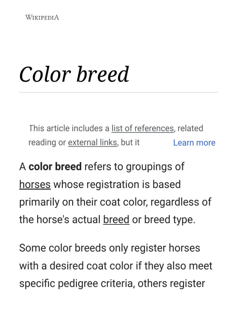 Color Breed PDF | PDF | Horse Breeding And Studs | Breeding