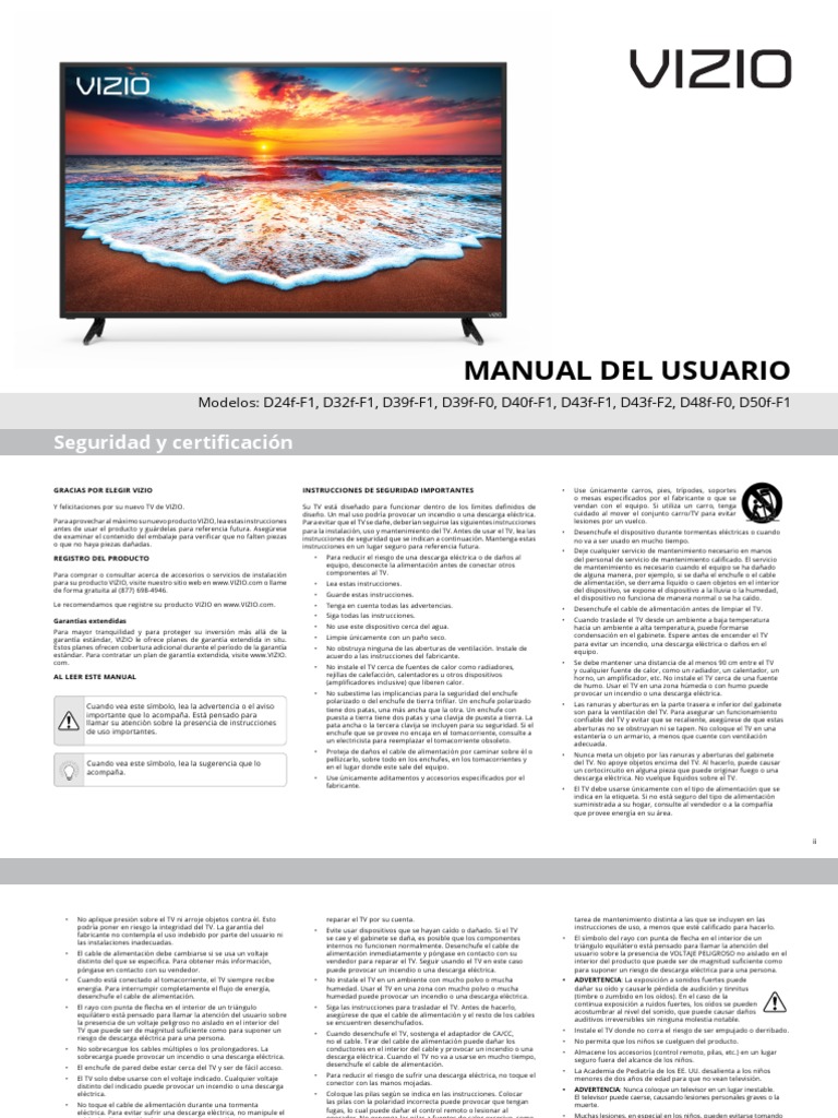 TV Vizio PDF | PDF | Televisión | Hdmi