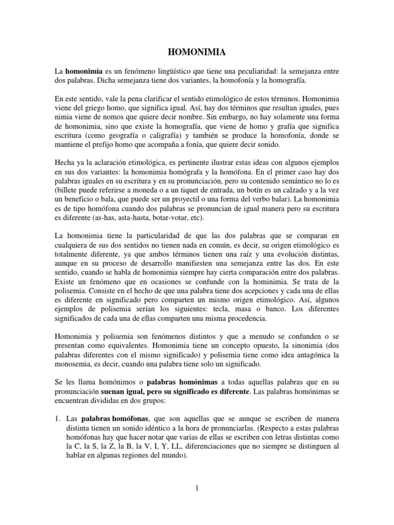 3 Homonimia | PDF | Palabra | Escritura