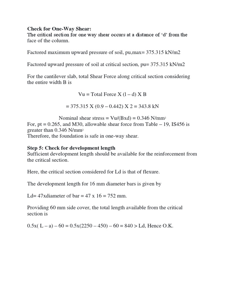 Check For One-Way Shear | PDF