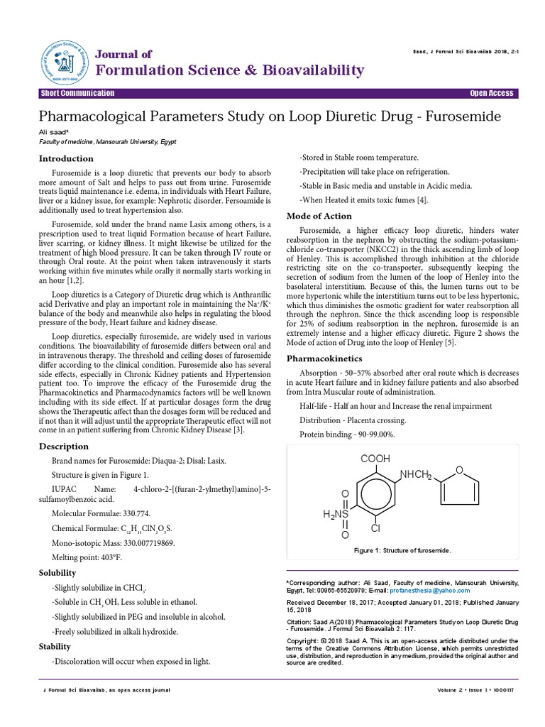 Formulation Science & Bioavailability: Pharmacological Parameters Study ...