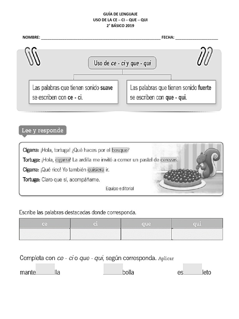 Guía de Lenguaje Ce Ci Que Qui | PDF