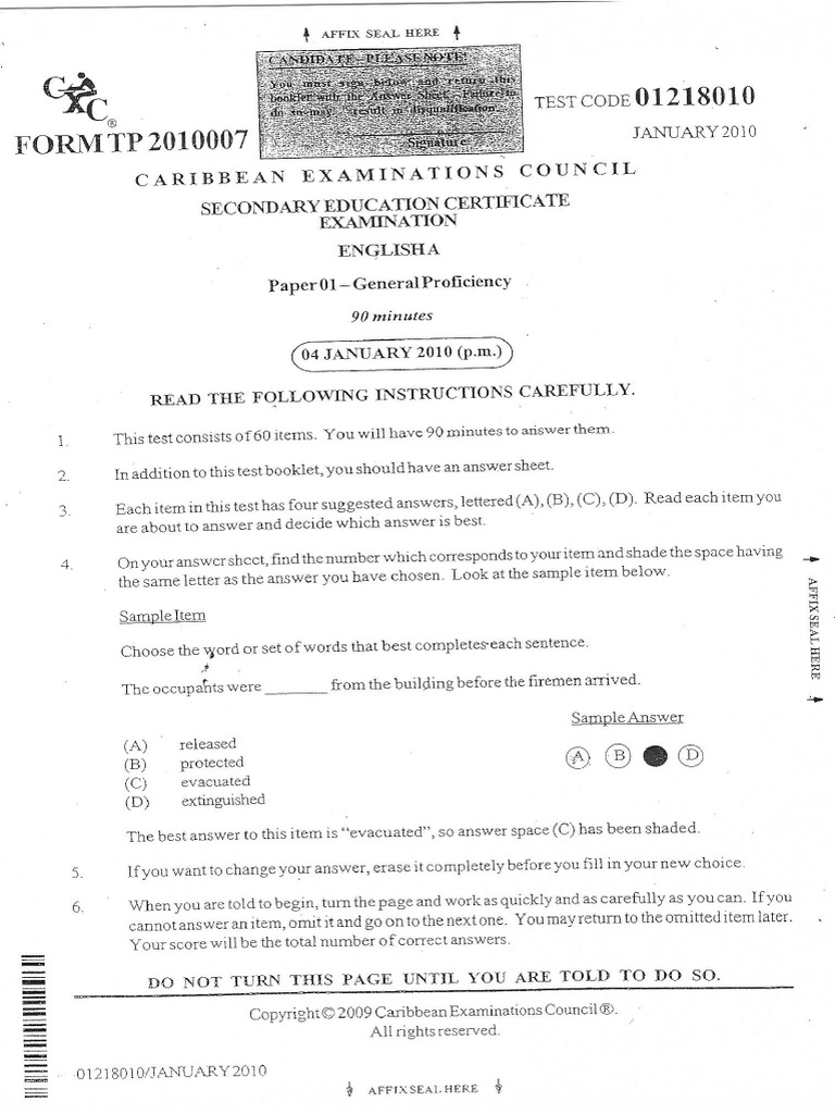 Csec English A P 01 Jan 2010 PDF | PDF
