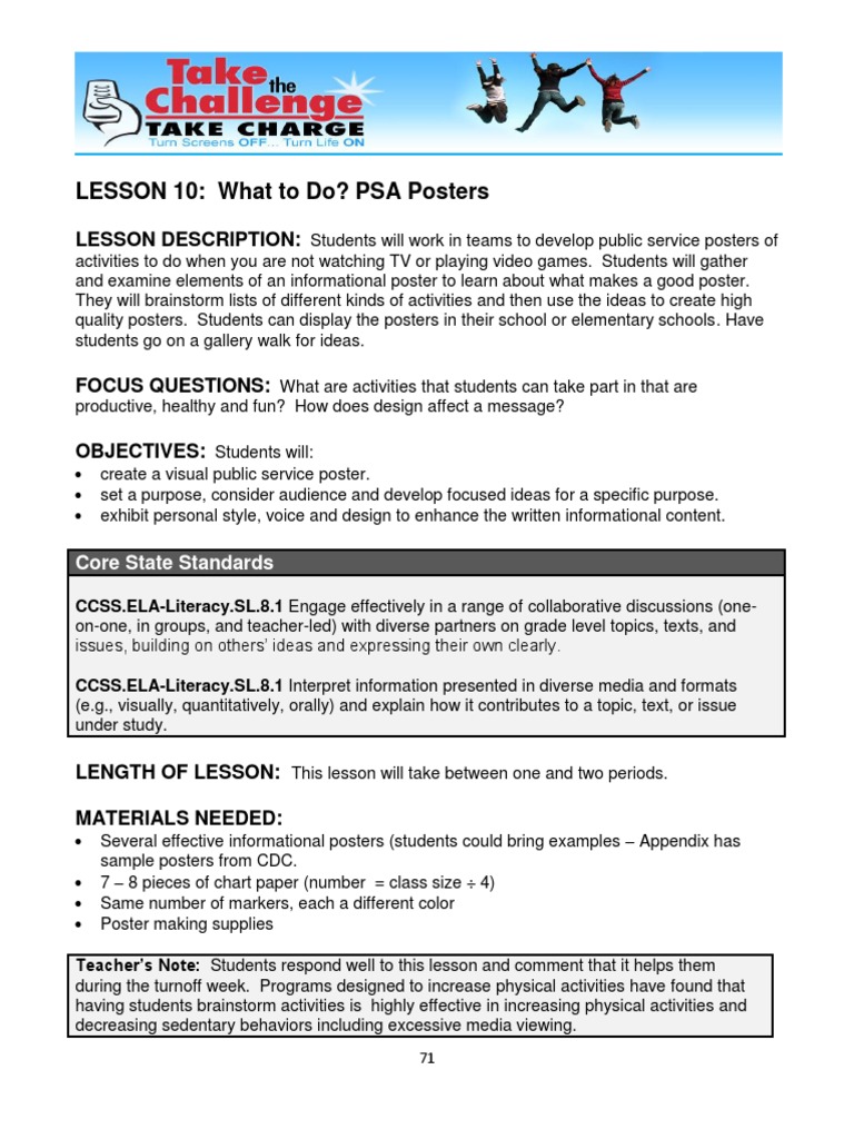 LESSON 10: What To Do? PSA Posters | PDF | Poster | Advertising