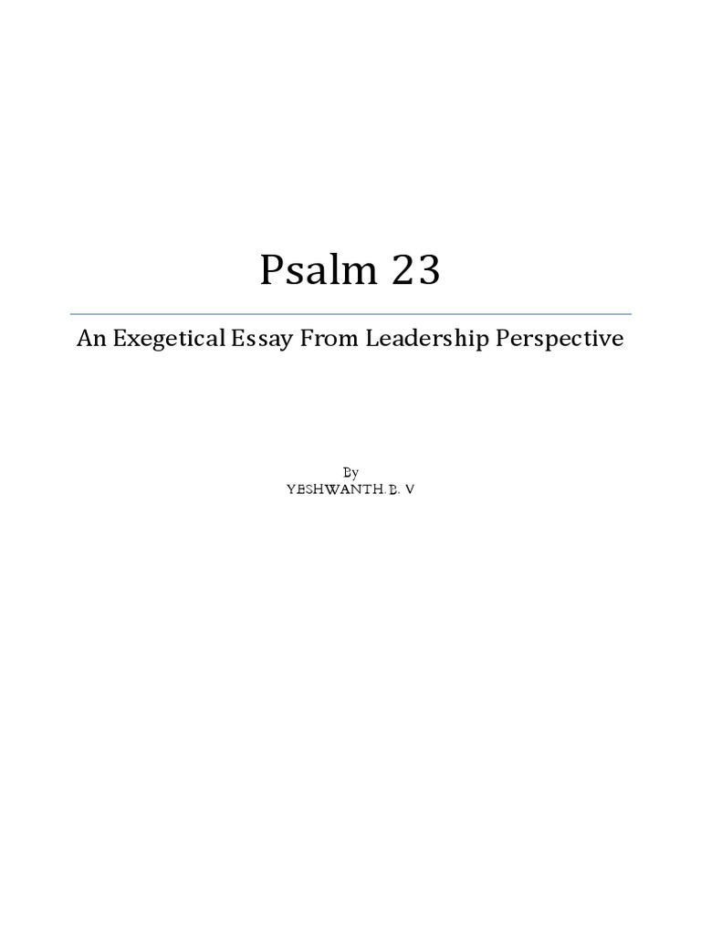 Psalm 23: An Exegetical Essay From Leadership Perspective | PDF ...