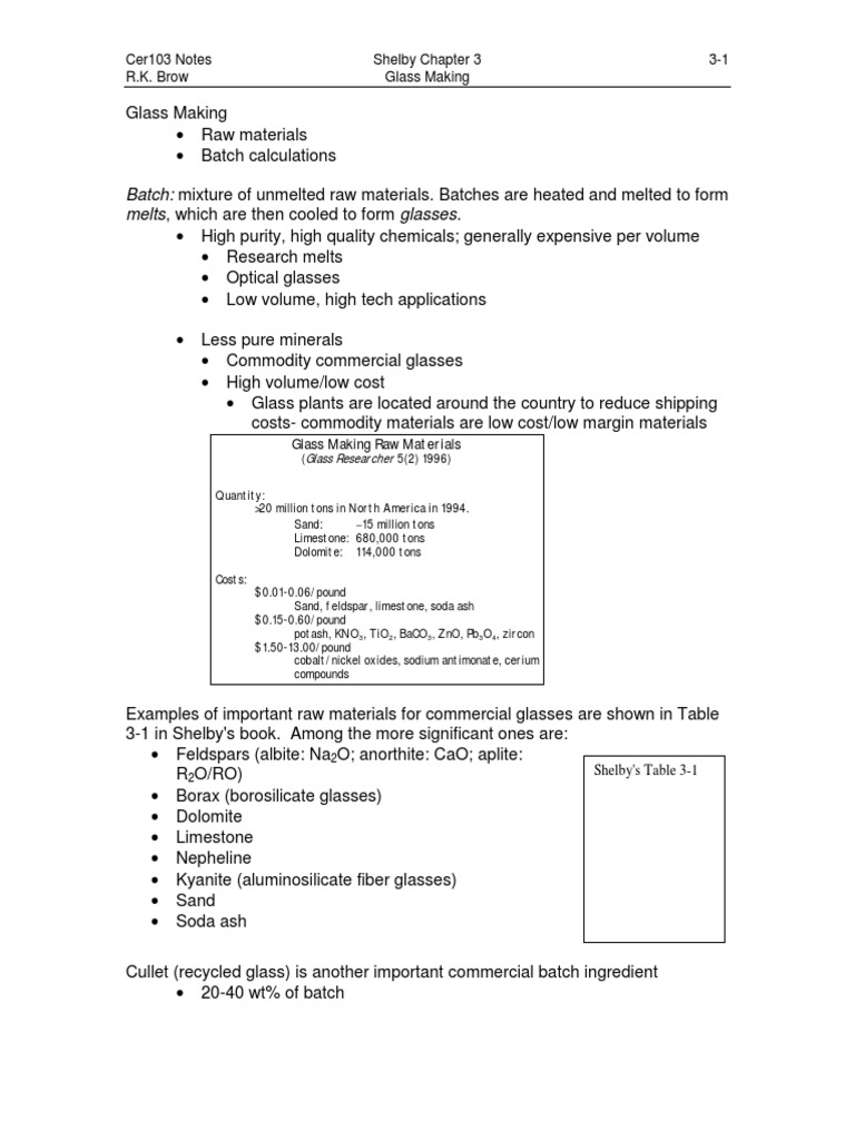 PDF Glassmaking PDF | PDF | Glasses | Silicon Dioxide