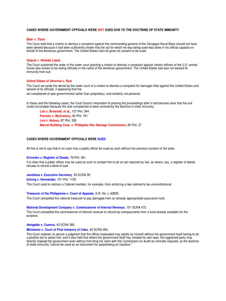 Cases Where Government Officials Were Sued Due To The Doctrine of State ...